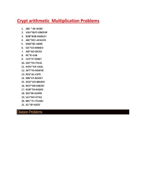 Crypt Arithmetic Multiplication Problems Pdf