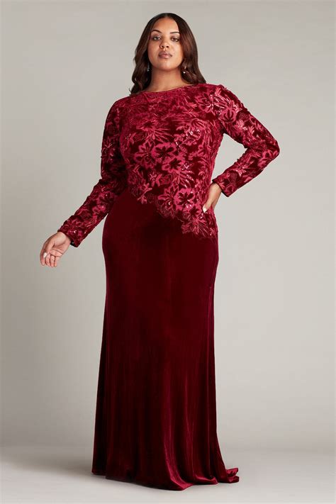 Rose Red Tadashi Shoji Ccg16206lxyq Long Sleeve Formal Sequin Velvet