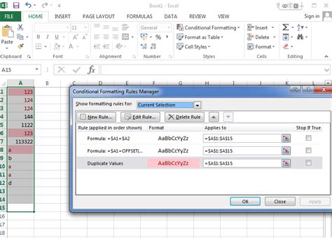 Microsoft Excel Highlight Duplicates Not Next To Each Other Using