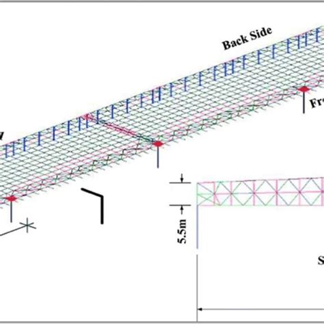 Orthographic And Transverse Section View Of Triple Layer Grid Structure
