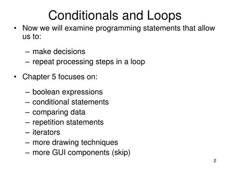 Ppt Conditionals And Loops Powerpoint Presentation Free Download