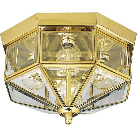 Progress P5789 10 Beveled Glass 4 Light 1113 Inch Polished Brass Flush