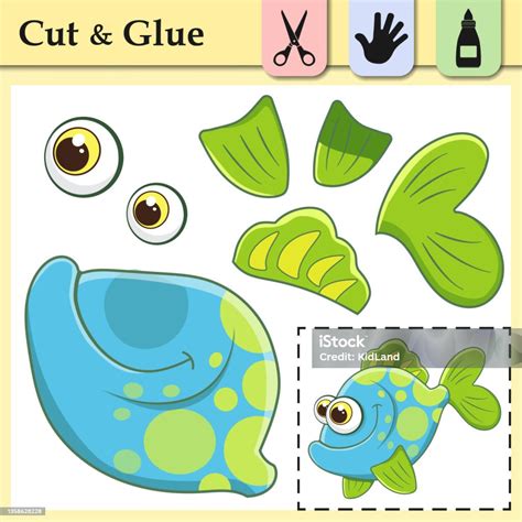 아이들을위한 종이 게임 아플리케 귀여운 바다 물고기를 만듭니다 잘라 내고 접착제 리프 피쉬 유치원 아이들을위한 교육 논리 게임