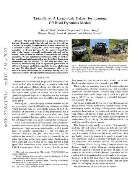 Tartandrive A Large Scale Dataset For Learning Off Road Dynamics Models Deepai