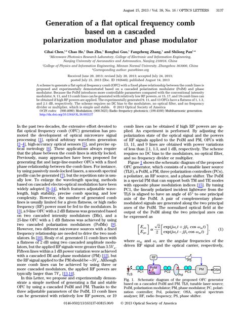 Pdf Generation Of A Flat Optical Frequency Comb Based On A Cascaded