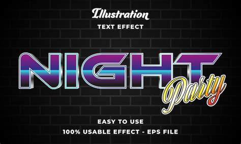 Premium Vector Editable Night Party Vector Text Effect With Modern