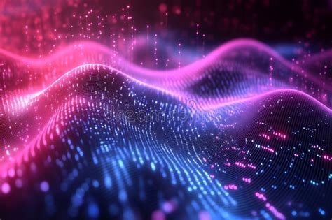 Binary Waves Create An Abstract Futuristic Composition With Data Flow