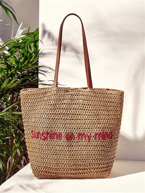 Shein Vcay Bolsa Tote De Palha Tecida Para Praia Feminina Shein Pt