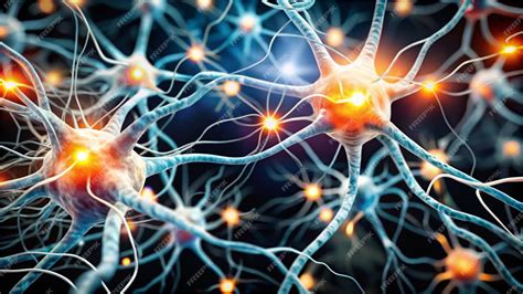 An Abstract Representation Of Brain Neurons With Colorful Glowing Synapses Connecting Premium
