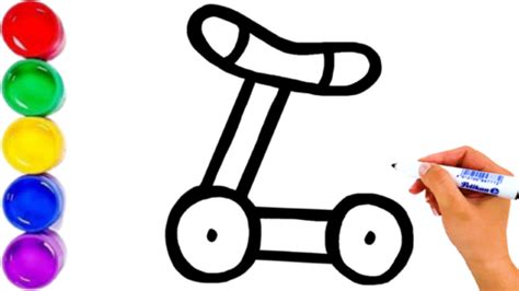 Как нарисовать Самокат Мультик раскраска для детей Учимся рисовать простые рисунки для детей