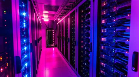 Premium Photo Computer Servers In A Server Room With Colorful Lights