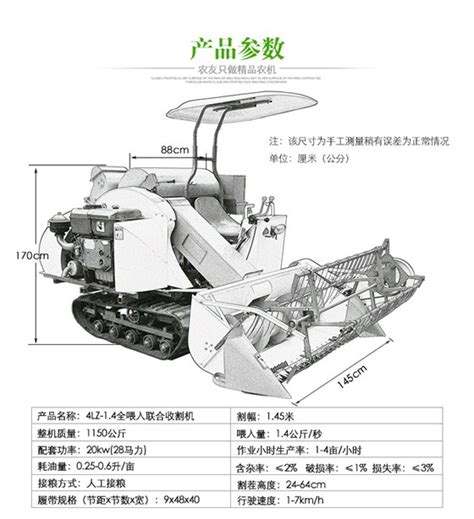 4LZ 1 2全喂入谷物联合收割机 水稻小麦联合收割机 农友机械