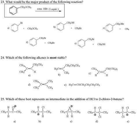 SOLVED 23 What Would Be The Major Product Of The Following Reaction CH OCH Conc HBr 1