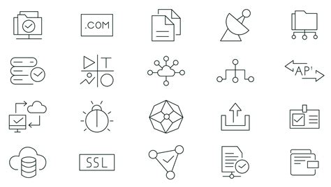 Information Technology Web Icon Set Web Hosting Line Icons Pack Data Analytics Database Big