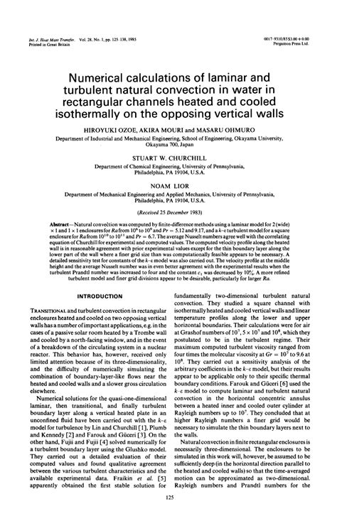 Numerical Calculations Of Laminar And Turbulent Natural Convection In Water In Rectangular
