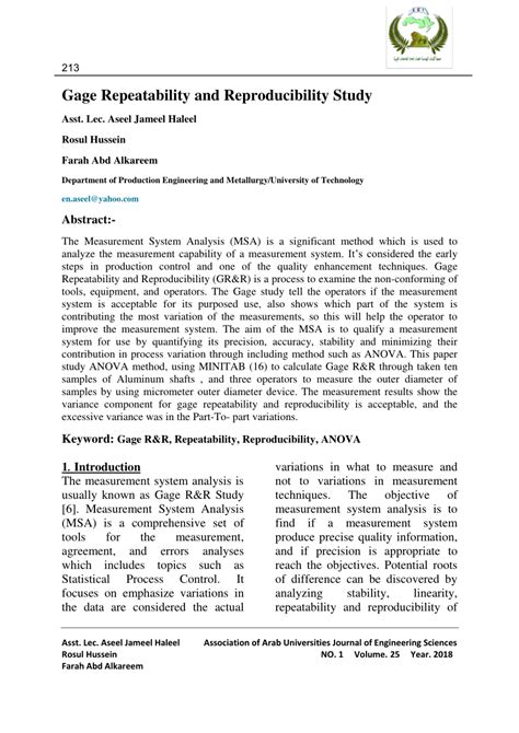 PDF Gage Repeatability And Reproducibility Study