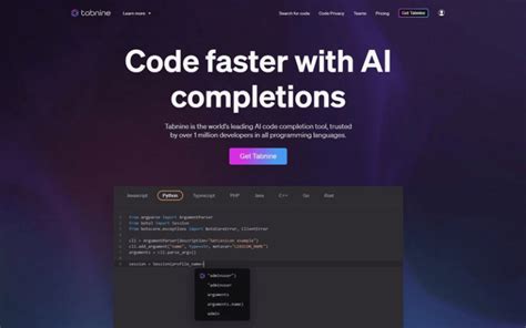 Tabnine Ai Code Assistant With Privacy And Security Focus Ai Tool