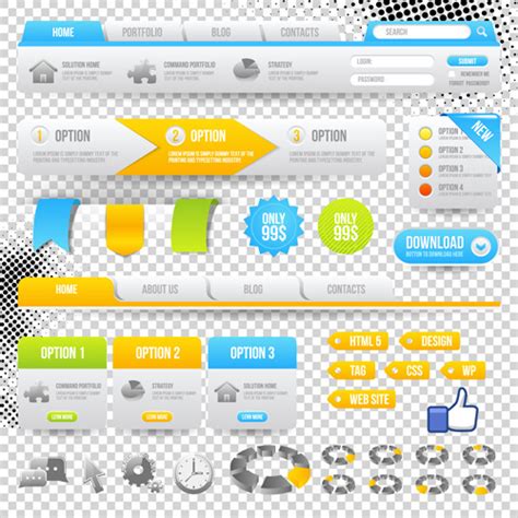 Web Navigation With Button Elements Vector Illustration Vectors Graphic