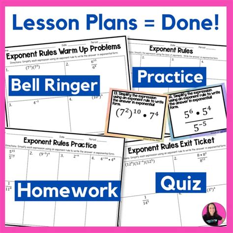 Exponent Rules Activities Laws Of Exponents 8th Grade Math Task Cards And Warm Ups