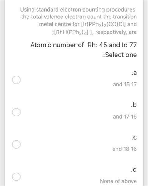 Solved Using Standard Electron Counting Procedures The