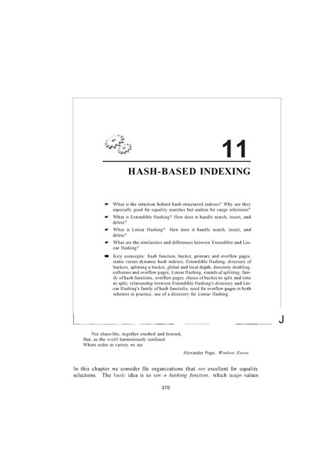 Chapter 11 Hash Based Indexing 11 Hash Based Indexing What Is The