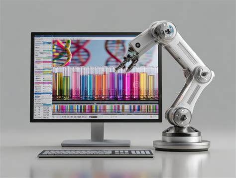 A Robotic Arm Is Idling In A Modern Laboratory Conducting Dna Analysis
