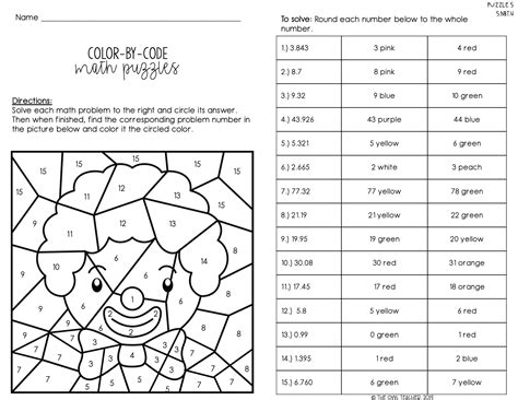 Adding Decimals Coloring Worksheet Rounding Decimals Color By Number
