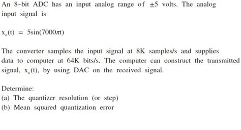Solved An 8 Bit Adc Has An Input Analog Range Of ±5 Volts