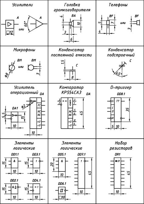 РАЗМЕРЫ ОСНОВНЫХ УСЛОВНЫХ ГРАФИЧЕСКИХ ОБОЗНАЧЕНИЙ ЭЛЕМЕНТОВ ДЛЯ СХЕМ ЭЛЕКТРИЧЕСКИХ