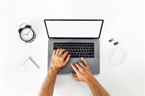 Premium Photo Top View Man Working On Laptop