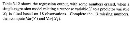 Solved Table 3 12 Shows The Regression Output With Some Chegg Com