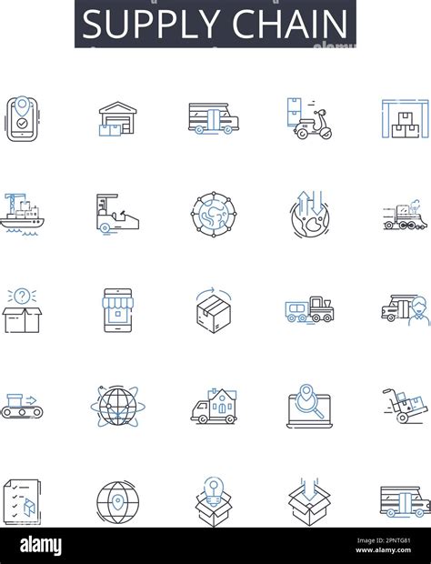 Supply Chain Line Icons Collection Value Stream Logistics Nerk