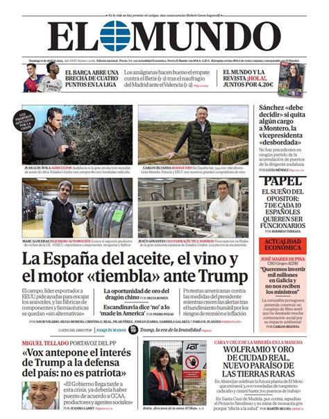 Portada El Mundo Hoy Edición Impresa El Mundo