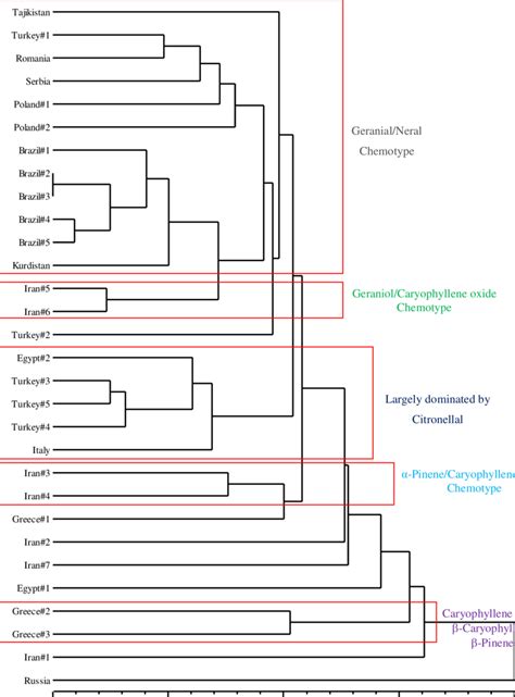 Dendrogram Obtained By Cluster Analysis Based On Melissa Officinalis