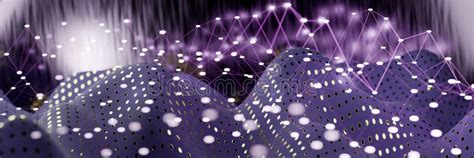 Abstract Digital Landscape With Purple And Black Tones Featuring Interconnected Nodes And Lines