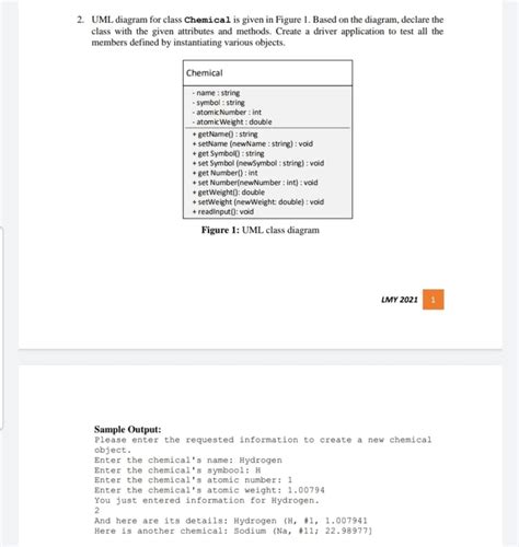 solved 2 uml diagram for class chemical is given in figure
