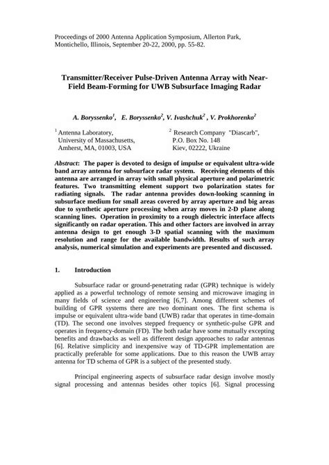 Pdf Transmitterreceiver Pulse Driven Antenna Array With Near