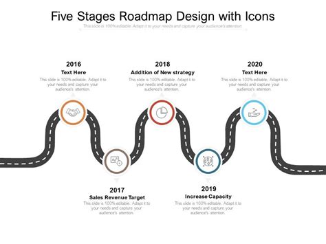 Five Stages Roadmap Design With Icons Ppt PowerPoint Presentation Inspiration Designs