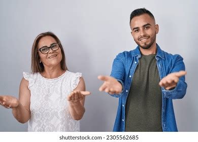 Hispanic Mother Son Standing Together Smiling Stock Photo Shutterstock