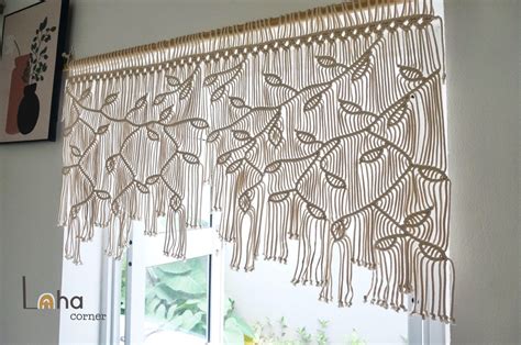 Window Valances Window Treatment Macrame Window Banner Kitchen