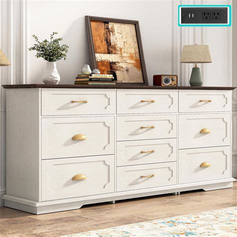 Blotout 70 Large Long Dresser With Deep Drawers Farmhouse 10 Drawer
