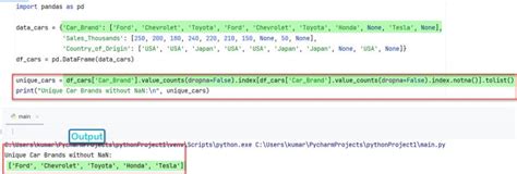 Pandas Unique Values In Column Without Nan In Python