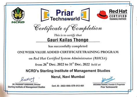 Gauri Thonge On Linkedin Experience Training Linux Linux Redhat