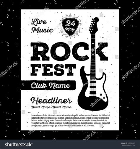 기타가 있는 록 음악 페스티벌의 포스터락앤롤 스톡 벡터로열티 프리 766933987 Shutterstock