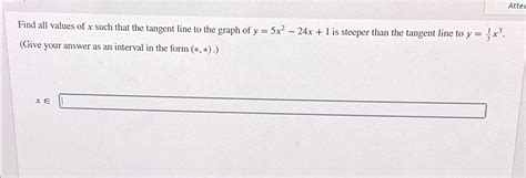Solved Find All Values Of X ﻿such That The Tangent Line To