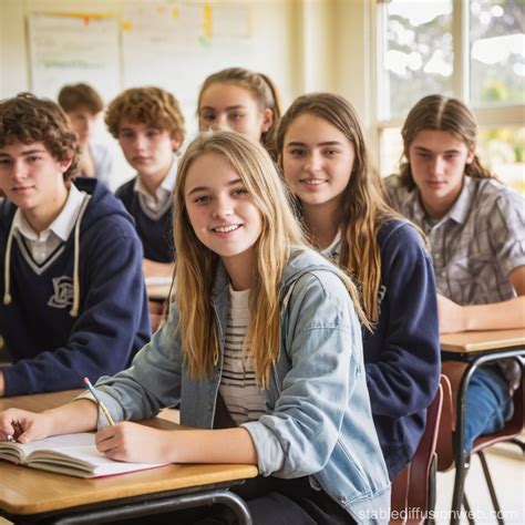 Diverse High School Students In Australian Classroom Stable Diffusion