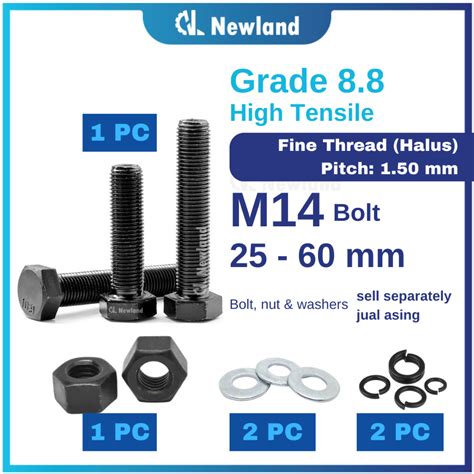 Newland M14 Fine Thread Bolt And Nuts Plain Washer Spring Washer Screw Shopee Malaysia