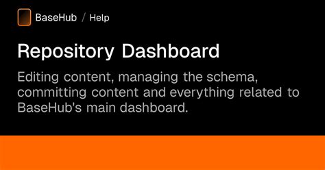 Repository Dashboard Basehub Help Center