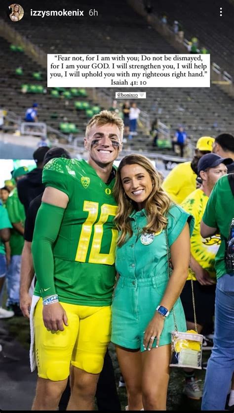 Oregon Qbs Wife Izzy Smoke Quotes A Powerful Message From Bible As Bo Nix Eyes To Take Down