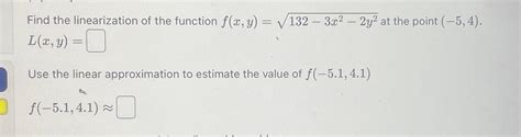 Solved Find The Linearization Of The Function Chegg Com